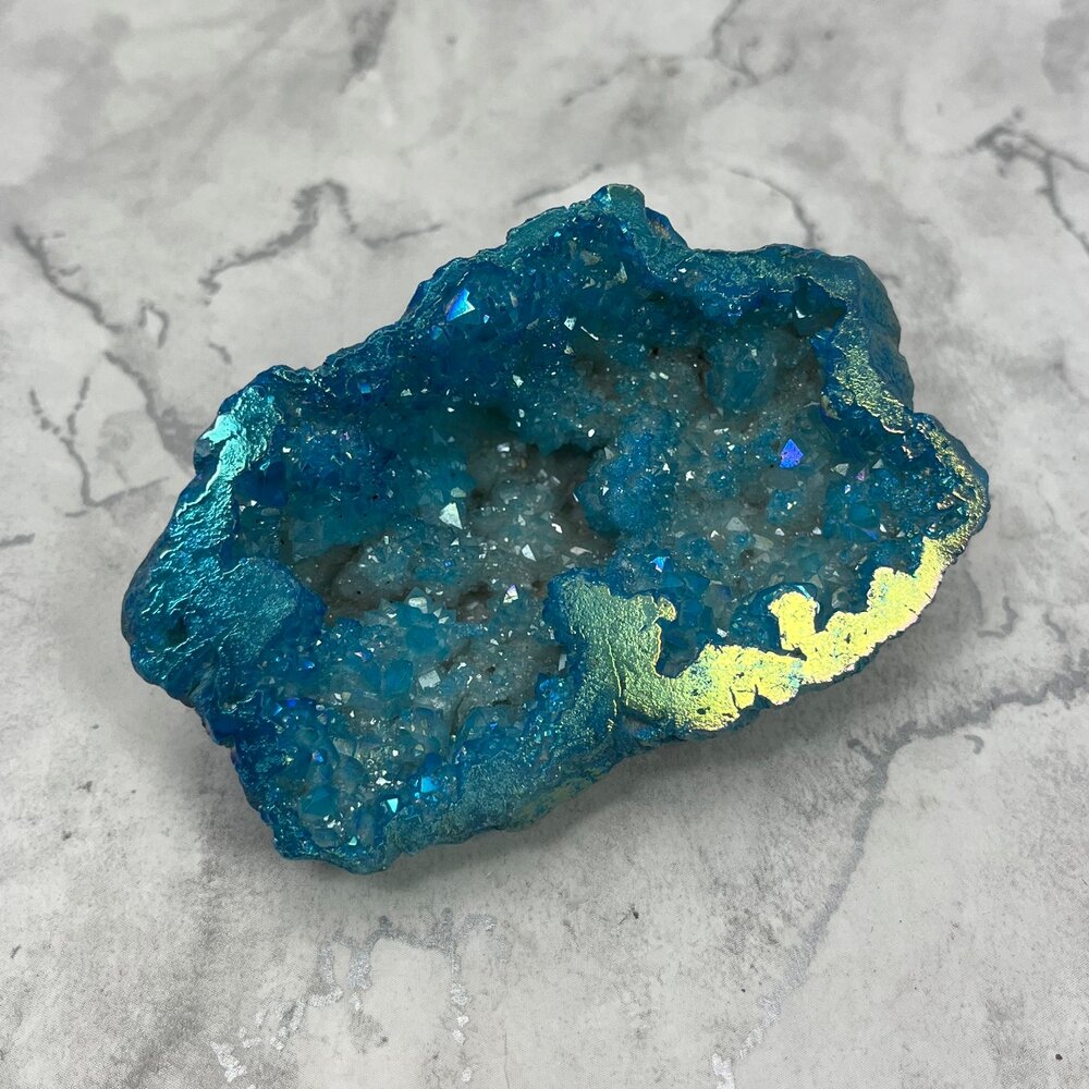 Aqua Aura Quartz Geode ~86x54mm