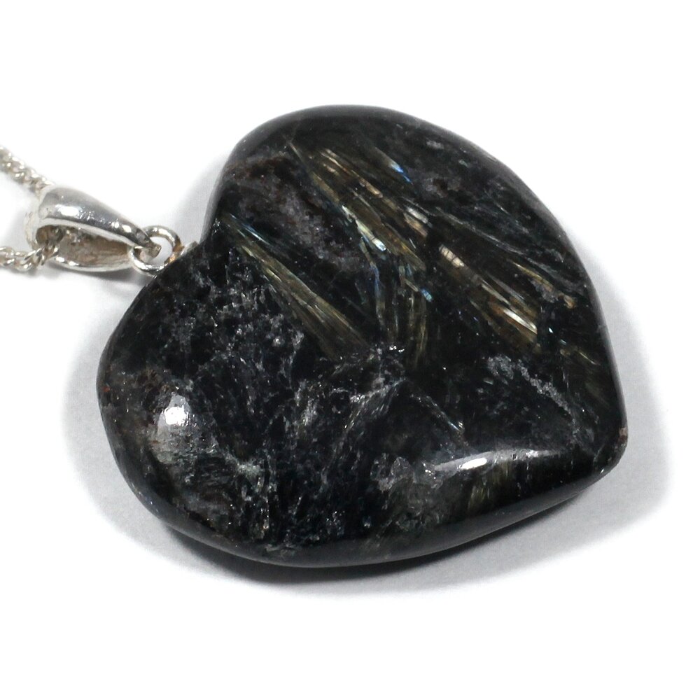 Astrophyllite & Silver Pendant - Heart 26mm
