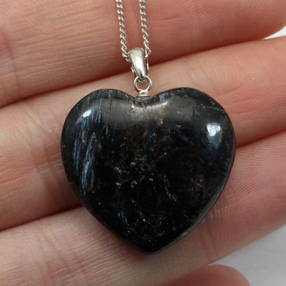 Astrophyllite & Silver Pendant - Heart 26mm