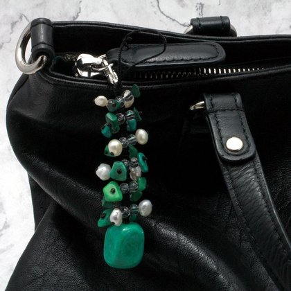 Gemini Birthstone Crystal Charm - Chrysocolla Howlite