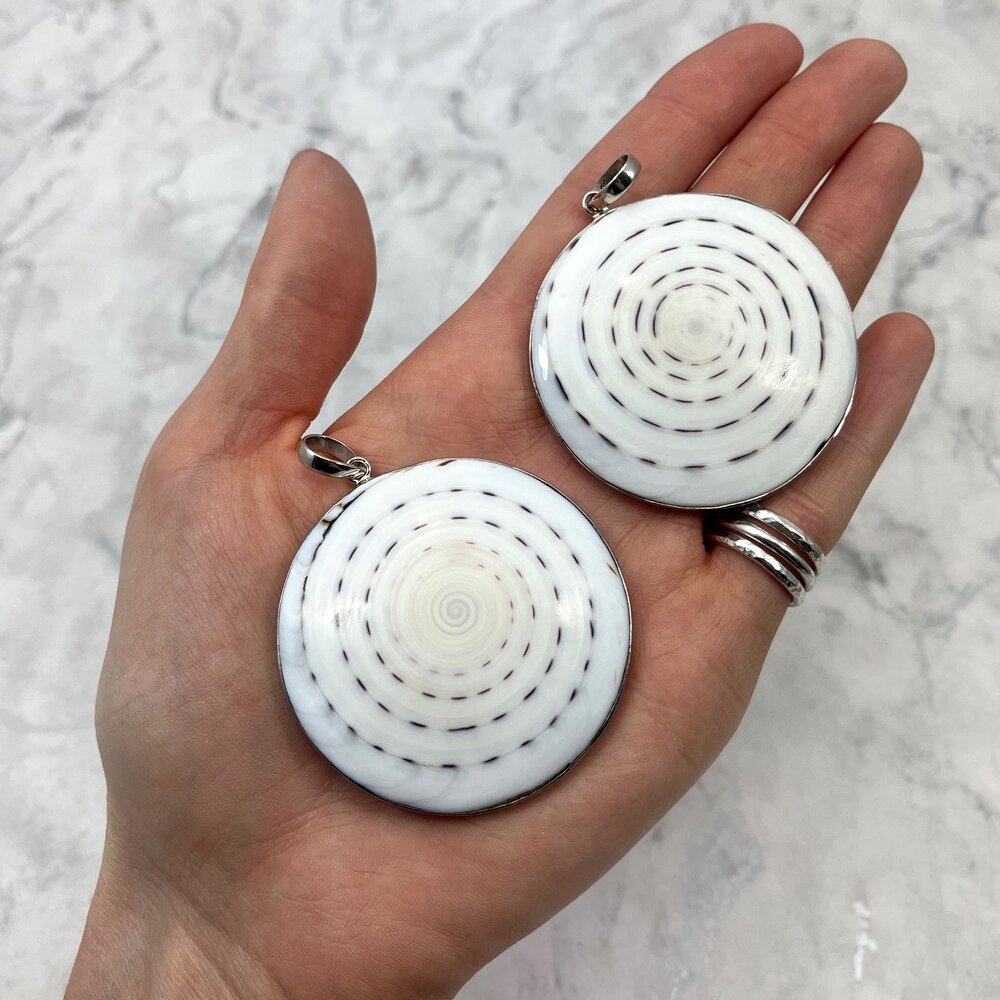 Shiva Shell & Sterling Silver Pendant ~54mm