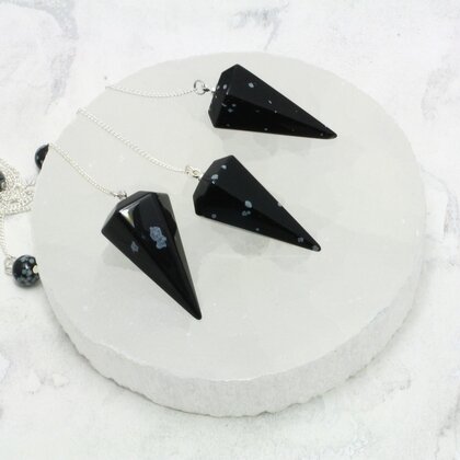 Snowflake Obsidian Crystal Pendulum
