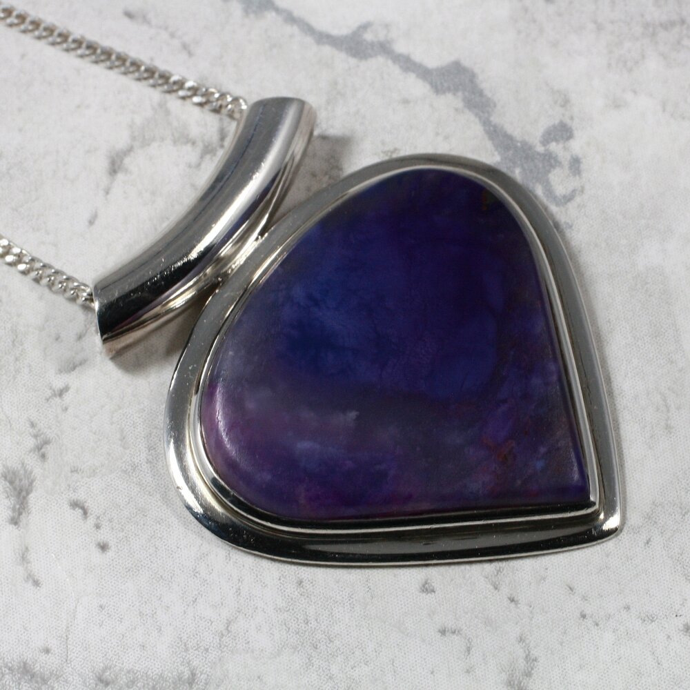 Sugilite Teardrop 925 Silver Pendant ~30mm