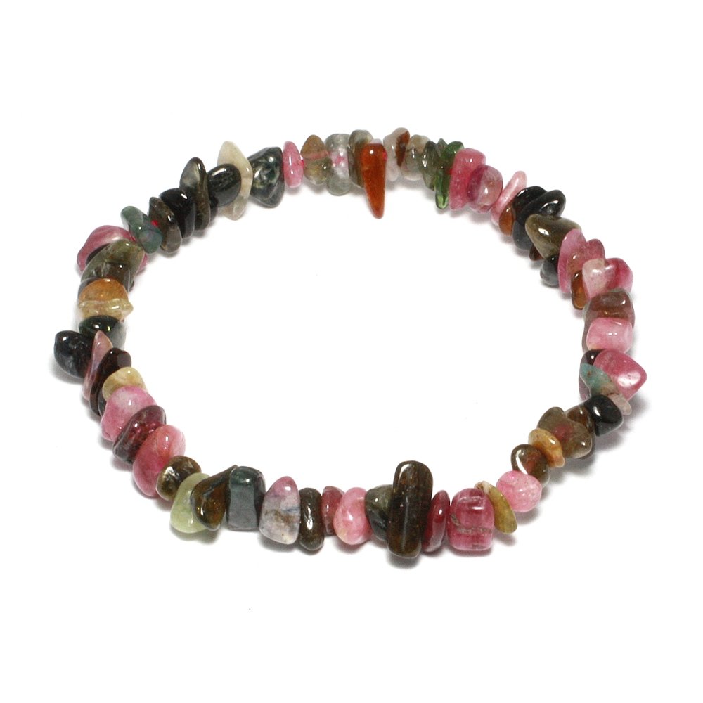 Watermelon Tourmaline Gemstone Chip Bracelet Watermelon Tourmaline Gemstone Chip Bracelet